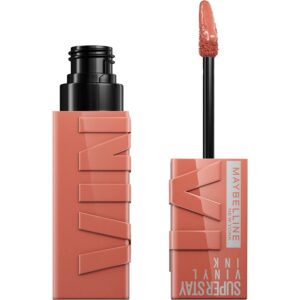 maybelline super stay vinyl ink longwear no-budge liquid lipcolor makeup, highly pigmented color and instant shine, golden, pink lipstick, 0.14 fl oz, 1 count