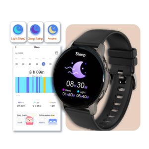 Hamshine Smartwatch for Men Women Health Fitness Tracker Watch with Heart Rate SpO2 Monitor Sleep Tracker AMOLED Smart Watch Samsung iPhone Android Compatible