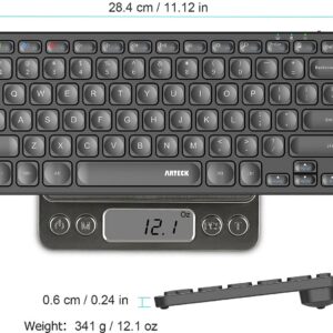 Arteck Universal Multi-Device Bluetooth Keyboard Ultra Slim and Compact Wireless Bluetooth Keyboard with Media Hotkeys for Windows iOS iPad OS Android Computer Desktop Laptop Surface Tablet Smartphone