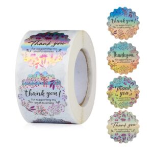 baohd holographic thank you stickers, thank you envelope sticker seals, thank you for supporting my small business stickers labels, thank you stickers for packaging, 1.5 inches