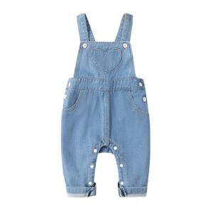 purskyy baby girls overalls jumpsuit baby denim romper outfits infant girls jeans jumper bodysuit newborn jeans overalls baby girls bell bottoms playsuit, blue, 6-12 months