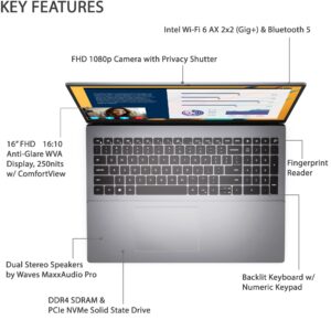 Dell Vostro 5620 Business Laptop, 16" FHD Display, Intel Core i7-1260P, 32GB RAM, 512GB SSD, Webcam, RJ45, SD Card Reader, HDMI, Backlit Keyboard, FP Reader, Wi-Fi 6, Windows 11 Pro, Silver