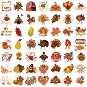 100 Pcs Thanksgiving Stickers Pack Pumpkin Fall Sticker Decals Waterproof Cute Aesthetic Stickers for Kids Aldults Teens Thanksgiving Day Decoration Gifts