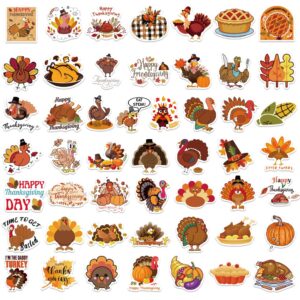 100 Pcs Thanksgiving Stickers Pack Pumpkin Fall Sticker Decals Waterproof Cute Aesthetic Stickers for Kids Aldults Teens Thanksgiving Day Decoration Gifts