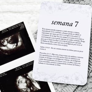 DUNCAN & STONE PAPER CO. Spanish Pregnancy Prayer Cards (20 Cards) - Pregnancy Announcement for Parents or Grandparents - Baby Prayer Cards for Mom to be Gift Basket