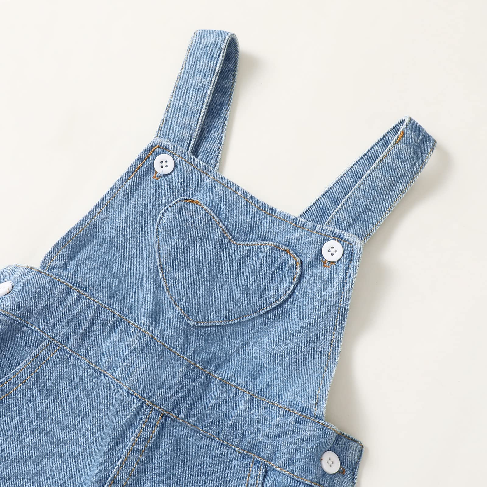 PURSKYY Baby Girls Overalls Jumpsuit Baby Denim Romper Outfits Infant Girls Jeans Jumper Bodysuit Newborn Jeans Overalls Baby Girls Bell Bottoms Playsuit, Blue, 6-12 Months