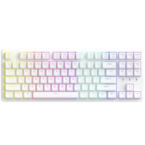 irok fe87/104 rgb mechanical keyboard, hot swappable gaming keyboard, customizable backlit, magnet upper cover type-c wired keyboard for mac windows-white/brown switch