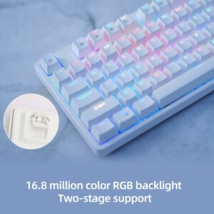 IROK FE87/104 RGB Mechanical Keyboard, Hot Swappable Gaming Keyboard, Customizable Backlit, Magnet Upper Cover Type-C Wired Keyboard for Mac Windows-White/Brown Switch