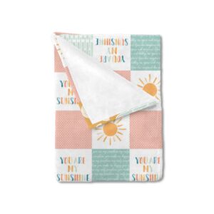 hawskgfub boho rainbow you are my sunshine baby blanket girls gift, pink sun polka dots patchwork flannel fleece nursery bed blankets, soft lightweight newborn toddler infant kids crib bedding 30 x 40