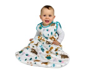 baby sleep sack sleeveless wearable blanket for girls & boys two-way zipper soft organic cotton pajamas with woodland pattern (12-24 months)