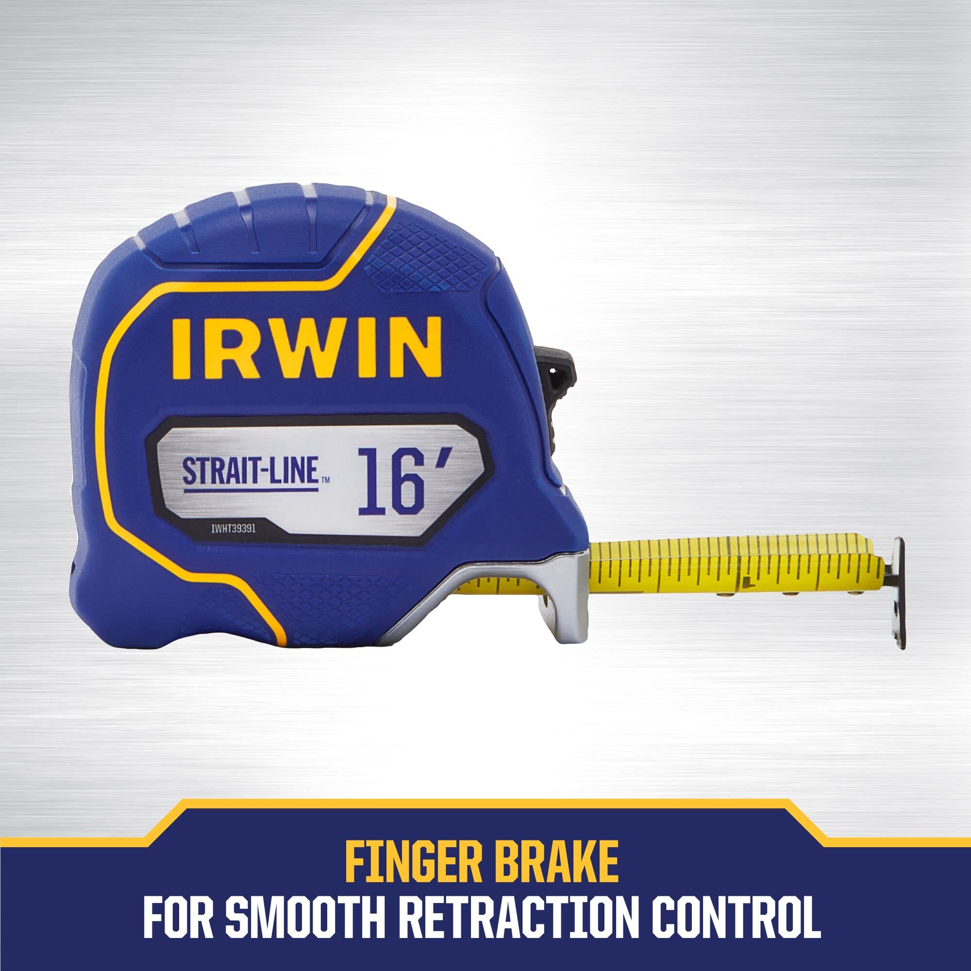 Irwin Tools IRWIN Strait-LINE Tape Measure, 16 ft, Includes Retraction Control, for All Your Measuring Needs (IWHT39391S)