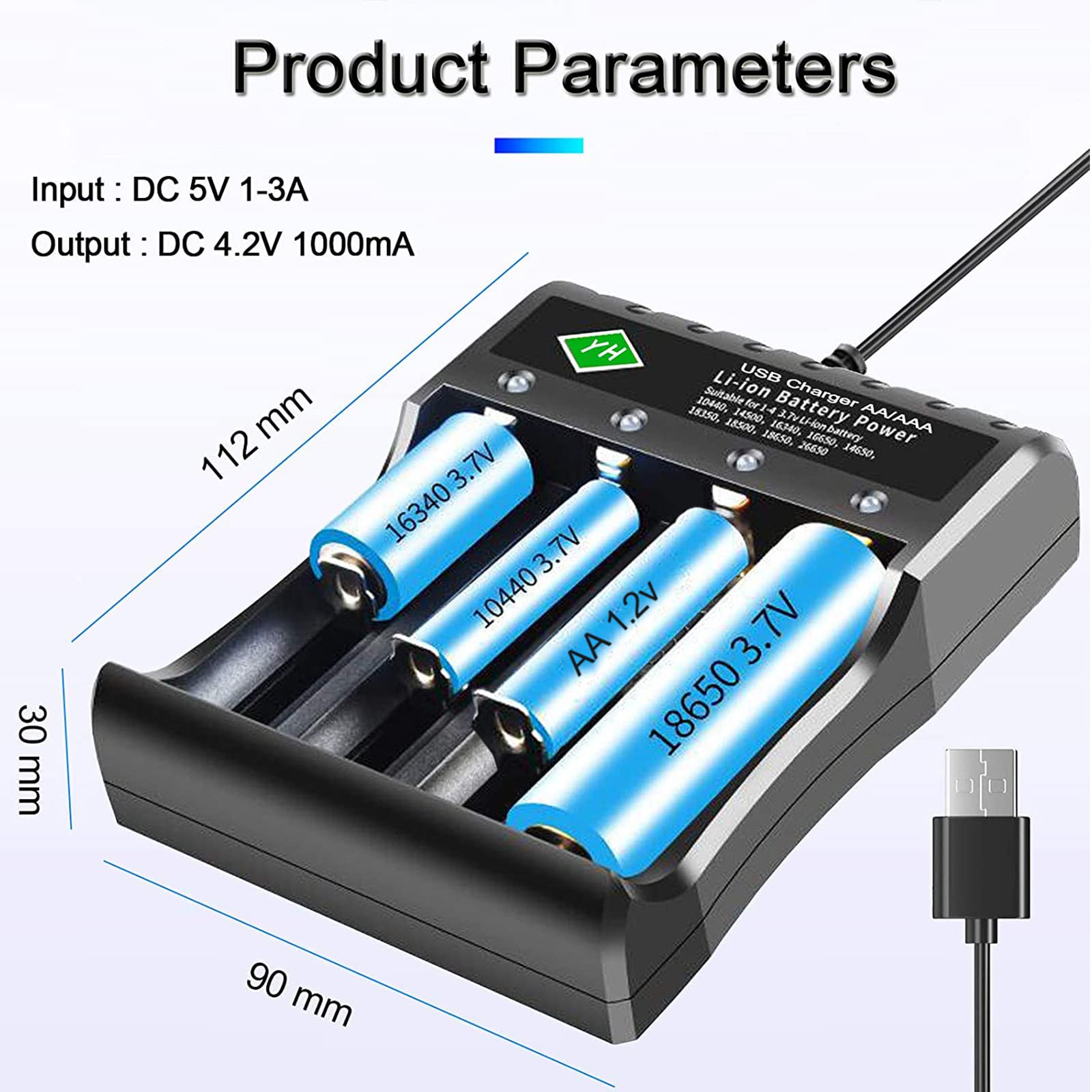 18650 Battery Charger 4 Separate Universal Charger for 3.7V Li-ion Rechargeable Battery 18650 18490 18350 16340 14500 21700(RCR123) Ni-MH Ni-Cd A AA AAA AAAA