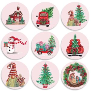 fujloy merry christmas thread-270 pcs 0.75 inch christmas stickers,9 design self adhesive circle label stickers,christmas envelope seals candy stickers. (merry christmas thread (015))