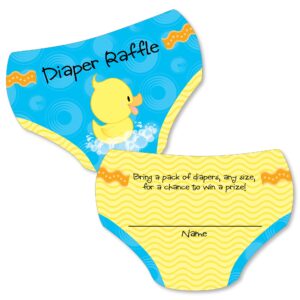 big dot of happiness ducky duck - diaper shaped raffle ticket inserts - baby shower activities - diaper raffle game - set of 24