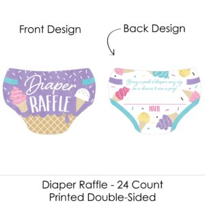 Big Dot of Happiness Scoop Up the Fun - Ice Cream - Diaper Shaped Raffle Ticket Inserts - Sprinkles Baby Shower Activities - Diaper Raffle Game - Set of 24