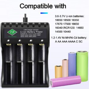 18650 Battery Charger 4 Separate Universal Charger for 3.7V Li-ion Rechargeable Battery 18650 18490 18350 16340 14500 21700(RCR123) Ni-MH Ni-Cd A AA AAA AAAA