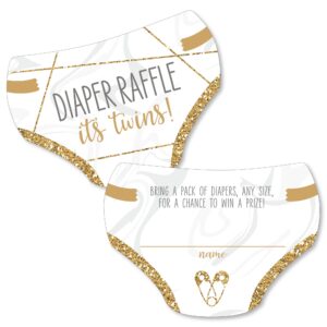 big dot of happiness it’s twins - diaper shaped raffle ticket inserts - gold twins baby shower activities - diaper raffle game - set of 24