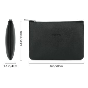 Narwey Small Makeup Bag for Purse Vegan Leather Travel Makeup Pouch Mini Cosmetic Bag Zipper Pouch for Women (Black)