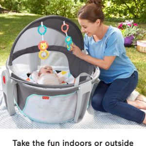 Fisher-Price Portable Bassinet and Travel Play Area with Baby Toys, On-The-Go Baby Dome, Windmill Fisher-Price Baby Gym with Kick & Play Piano Learning Toy Featuring and 2 Soft Maracas Rattle Toys