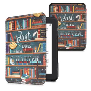 kwmobile case compatible with barnes & noble nook glowlight 4 / 4e case - ereader cover - library motto multicolor