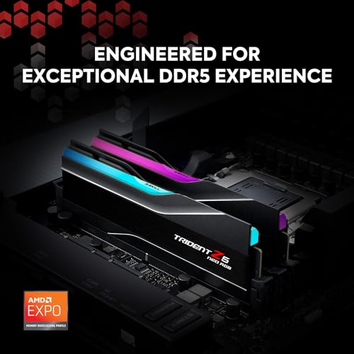 G.SKILL Trident Z5 Neo RGB Series (AMD Expo) DDR5 RAM 32GB (2x16GB) 5600MT/s CL30-36-36-89 1.25V Desktop Computer Memory UDIMM - Matte Black (F5-5600J3036D16GX2-TZ5NR)