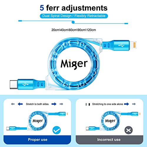 USB C to Lightning Charging Cord [2Pack/4Ft] MFi Certified iPhone 14/13 Retractable Fast Charging Cable USB C Lightning Cable for iPhone 14 13 12 11 Pro Max Mini XS XR X 8 7 6s 6 Plus 6 SE, iPad