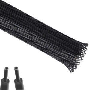 aibole 25ft-1/4 inch pet expandable braided cable sleeve wire loom, wire sleeving for home device cable automotive wire and engine bay-black