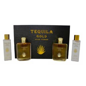 tequila gold pour homme for men 4 piece hardbox set (3.4 ounce eau de parfum + 3.4 ounce after shave + 5.7 ounce shower gel + 5.7 ounce body lotion)