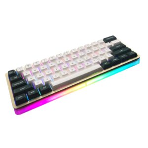 draoza rgb backlit 61-key hot swap mechanical gaming keyboard kit, programmable triple mode bluetooth 5.0/usb-c wired/2.4ghz wireless custom keyboard (translucent base)