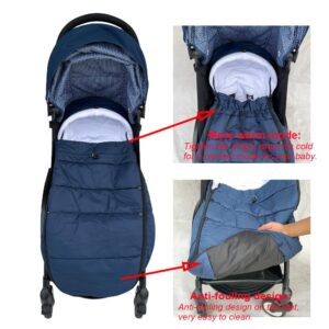 AICTIMO Universal Baby Stroller Warm Footmuff Soft Lining and Splashproof Polyester Peach Skin Fabric Compatible With Babyzen YOYO - Includes Carry Bag - Machine Washable (Blue)