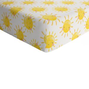 little sleepies fitted crib sheet - buttery soft bamboo viscose crib sheets, toddler bed sheet, standard crib and toddler mattress sheet, super stretchy, fully elasticized, sunshine