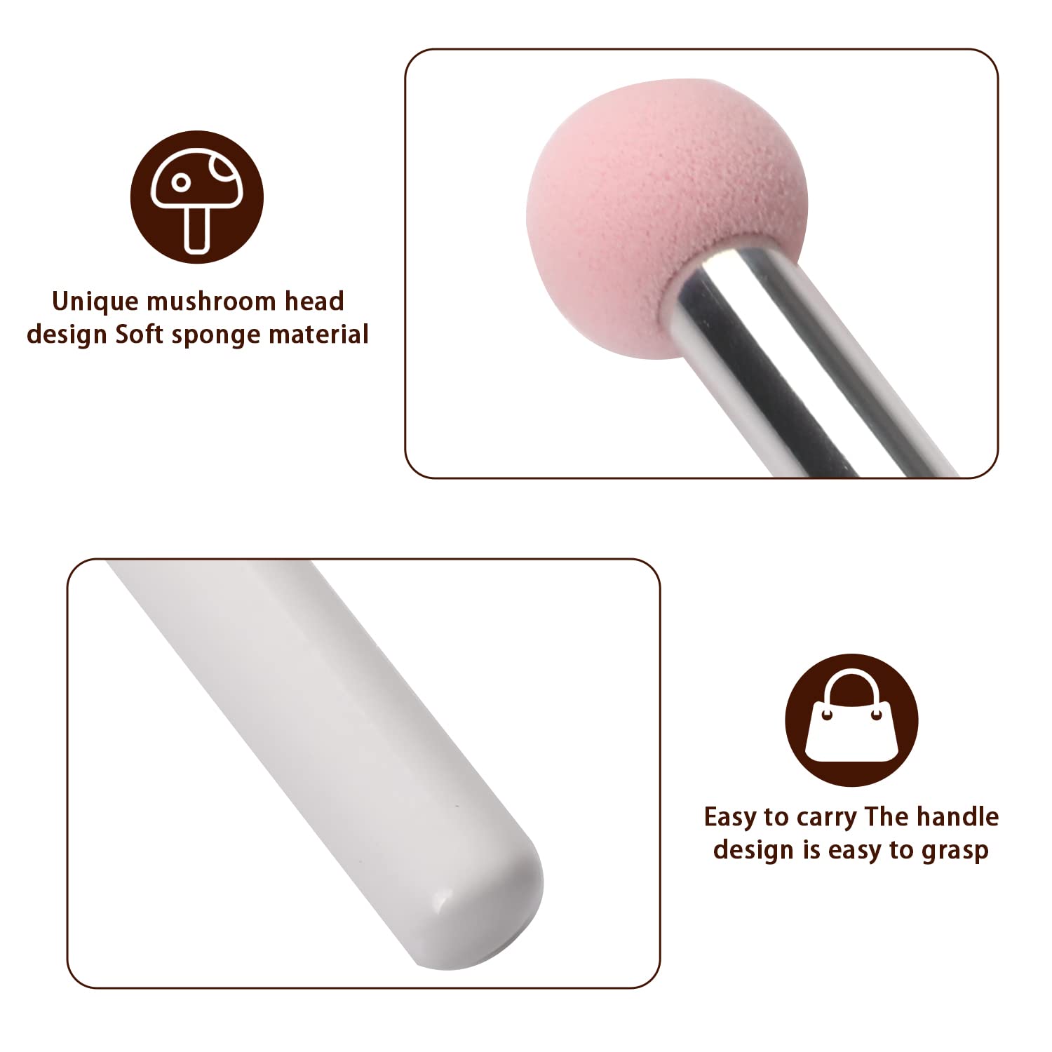 6 Pcs Makeup Sponges for Foundation Mushroom Makeup Puff Sponge with Handle Sponge Powder Brush Concealer Sponge Makeup Brush Eye Makeup Applicator Eyeshadow Brushes for Women Girls