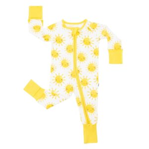 little sleepies zippy baby & toddler pajamas - bamboo viscose sleeper for boys and girls, newborn sleeper w/ 2-way zipper w/mitten cuffs, made from viscose from bamboo, sunshine, 6-12m