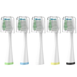 replacement toothbrush heads for waterpik complete care 5.0/9.0 (cc-01/wp-861), with covers, 5 count, white