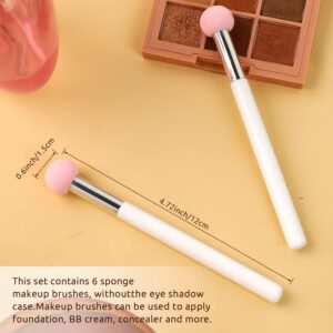 6 Pcs Makeup Sponges for Foundation Mushroom Makeup Puff Sponge with Handle Sponge Powder Brush Concealer Sponge Makeup Brush Eye Makeup Applicator Eyeshadow Brushes for Women Girls