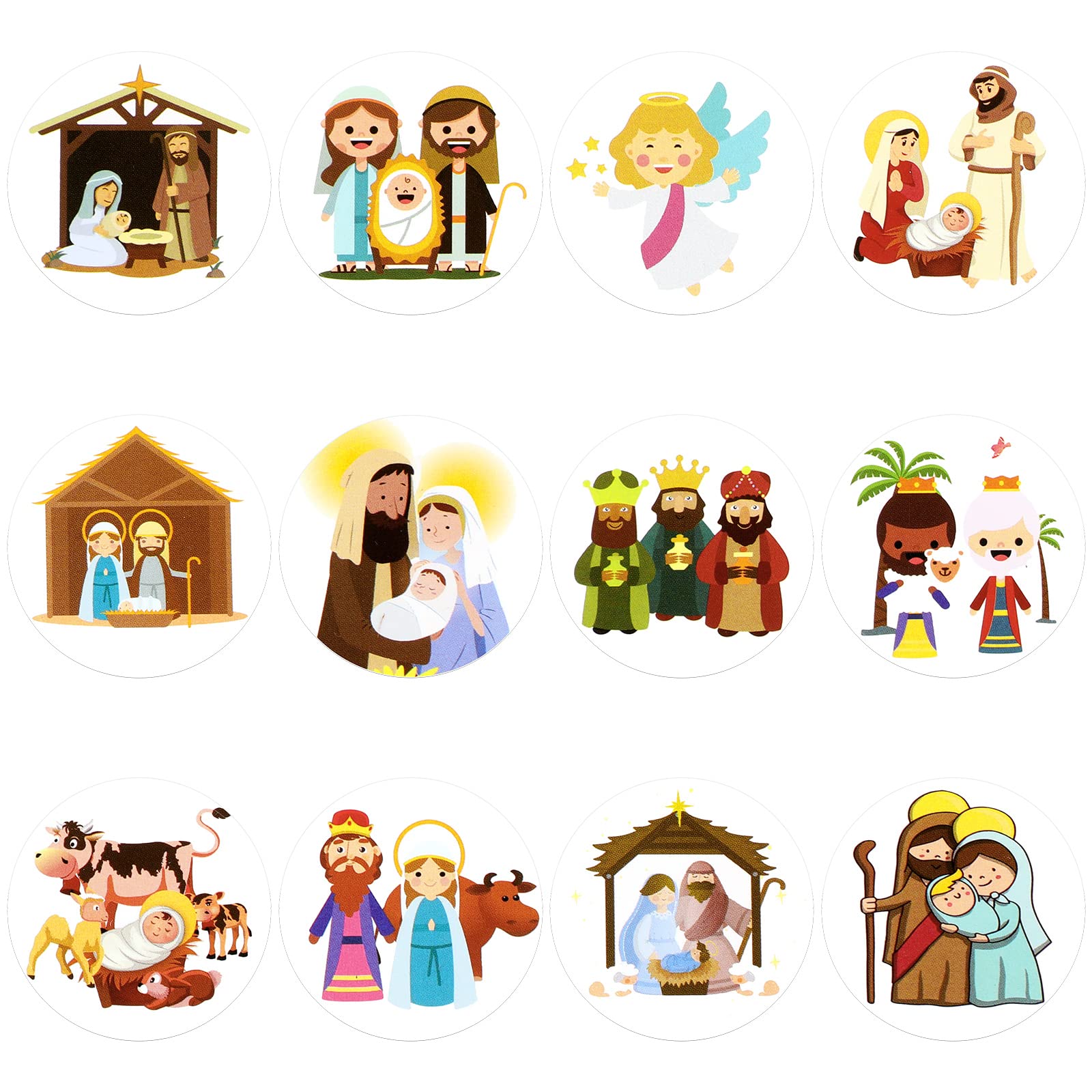 480 Pieces Religious Christmas Candy Favor Stickers Religious Stickers Christian Prayer Faith Stickers Christmas Stickers for Cards, 1.5 Inch Diameter (Cute Style)