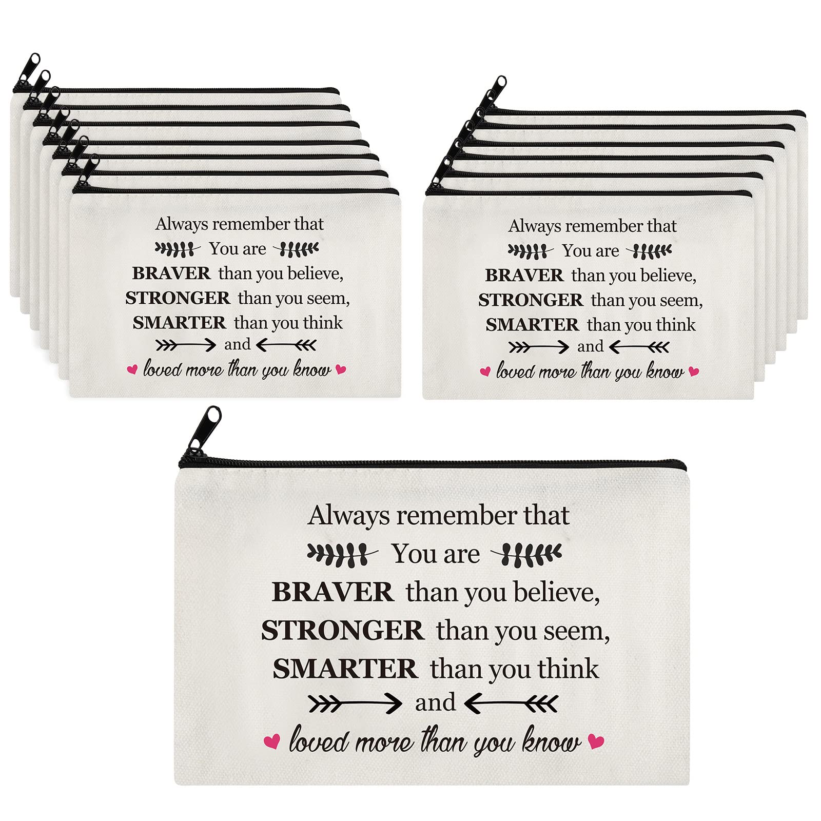 Saintrygo 14 Pieces Inspirational Gifts for Women Positive Makeup Bags Christmas Thanksgiving Always Remember You Are Braver Than You Think Encouragement Birthday Friendship Gift for Friend Mom Sister