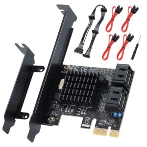 actimed pci-e x1 to sata 3.0 controller card, 4-port sata iii 6gbps expansion cards, supports pci-express (1x 4x 8x 16x) slot, support ssd and hdd, for windows10/7/8/xp/vista/linux