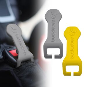 bucklebee easy car seat buckle release aid for children unbuckle car seat release tool - car seat button pusher - car seat opener for nails - car seat buckle release tool (gray and yellow)