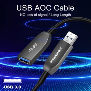 SOEYBAE USB 3.0 Extension Cable 50ft/15m, USB 3.0 Fiber Optical Cable A-Male to A-Female High Speed 5Gbps Data Transfer Extender Cord, Compatible with USB 2.0