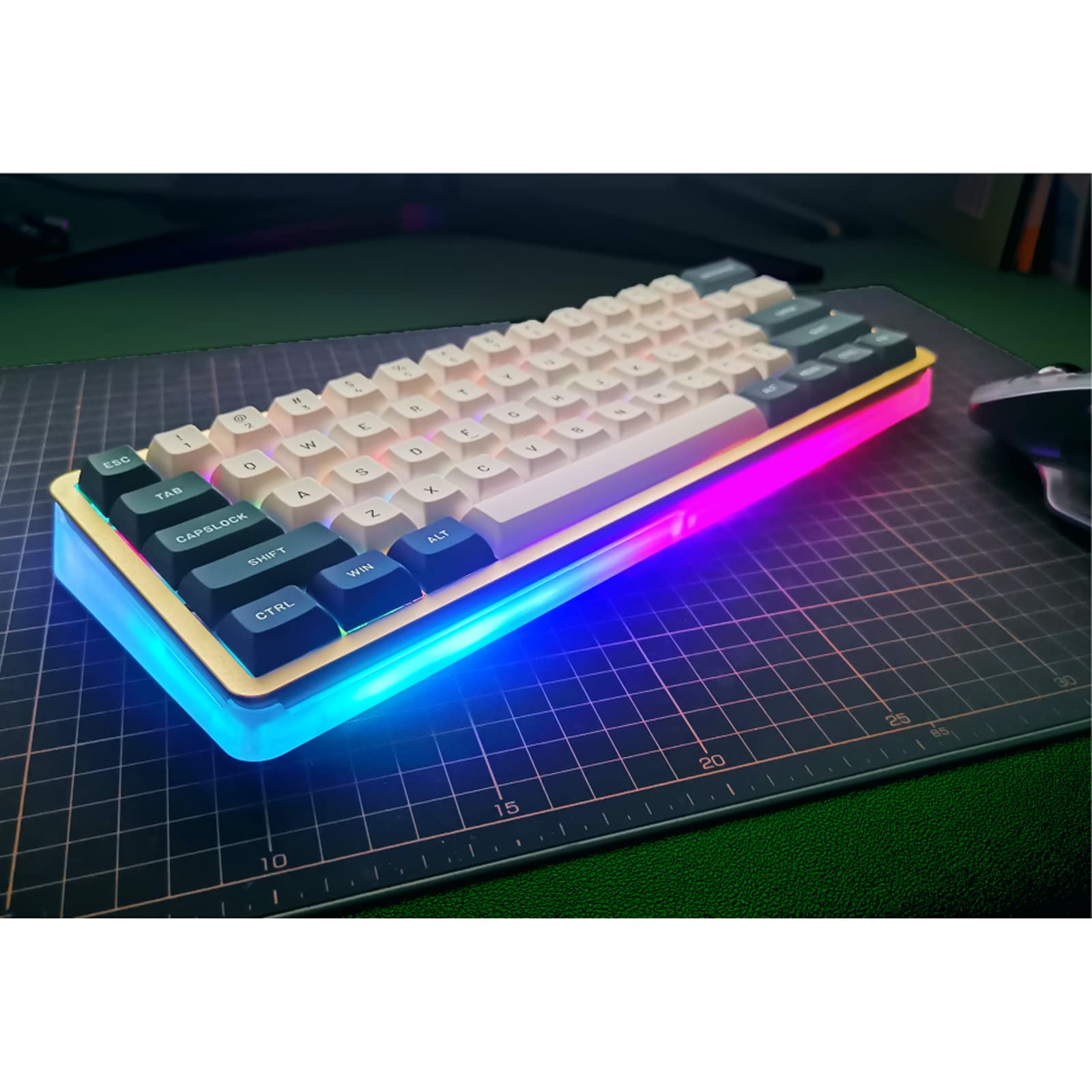 DRAOZA RGB Backlit 61-Key Hot Swap Mechanical Gaming Keyboard Kit, Programmable Triple Mode Bluetooth 5.0/USB-C Wired/2.4GHz Wireless Custom Keyboard (Translucent Base)