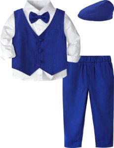 a&j design baby boy gentleman outfit toddler formal wedding dress suits 18-24 months royal blue