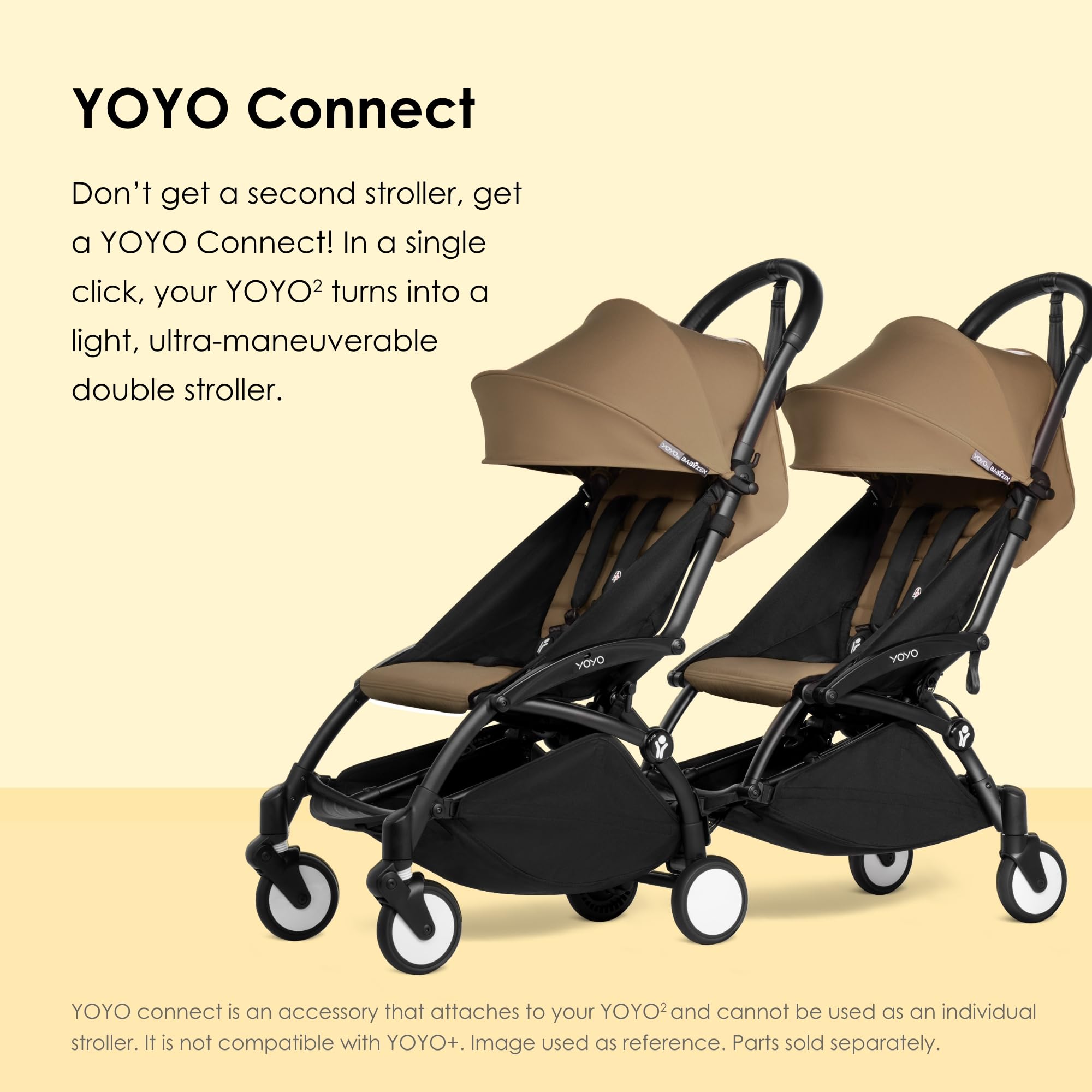 BABYZEN YOYO Connect, Black - Turn Your YOYO2 Stroller into a Double Stroller - Still Compact & Easy to Maneuver