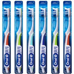 oral-b crossaction compact toothbrush, 23 soft (colors vary) - pack of 6