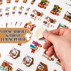 480 Pieces Religious Christmas Candy Favor Stickers Religious Stickers Christian Prayer Faith Stickers Christmas Stickers for Cards, 1.5 Inch Diameter (Cute Style)