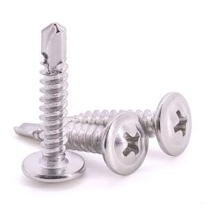 #10 x 1" Wafer Head Self Drilling Screws, 410 Stainless Steel, Mushroom Head Phillips Drive Self Tapping Screws, 50 PCS