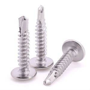 #10 x 1" Wafer Head Self Drilling Screws, 410 Stainless Steel, Mushroom Head Phillips Drive Self Tapping Screws, 50 PCS