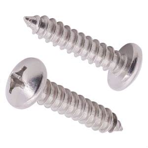 #14 x 1-1/4" pan head phillps drive self tapping screws, 304 stainless steel, round head wood screws, sheet metal tek screws, 30 pcs