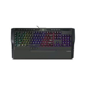 iogear gaming ikon ii gaming keyboard, 124 keys, volume control, 28 anti-ghosting keys, rgb backlit, windows gaming pc, macbook, chromebooks, gkb705