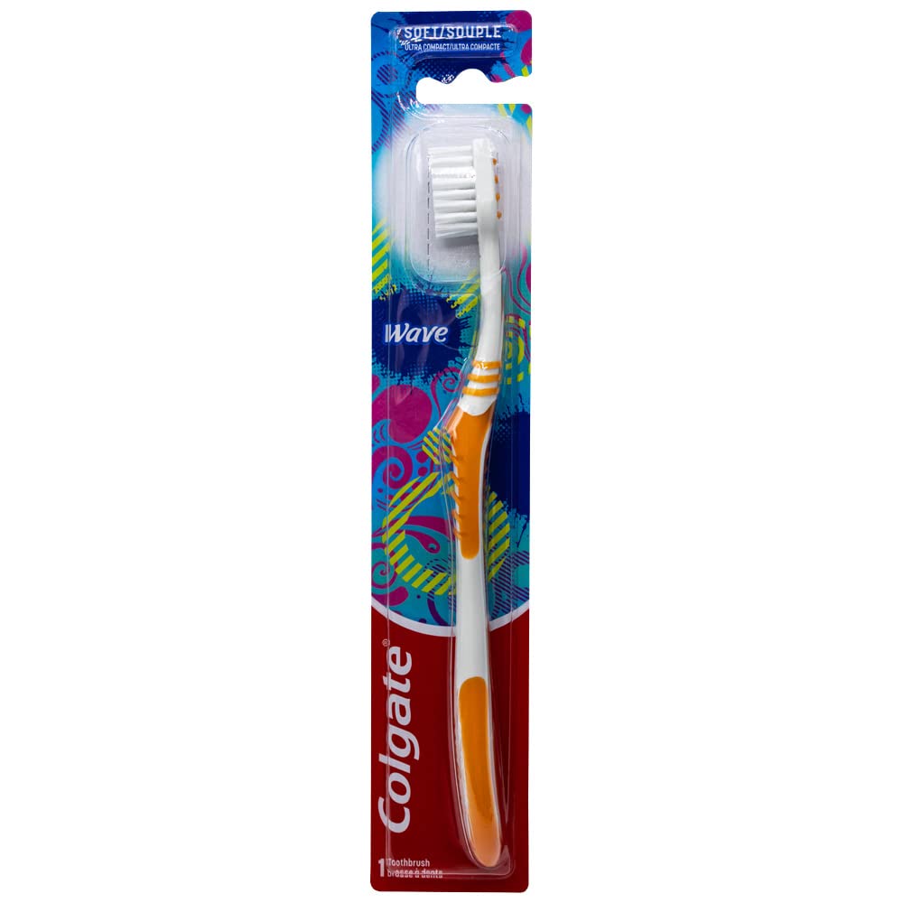 Colgate Wave Toothbrush, Ultra Compact , Soft (Colors Vary) - Pack of 4